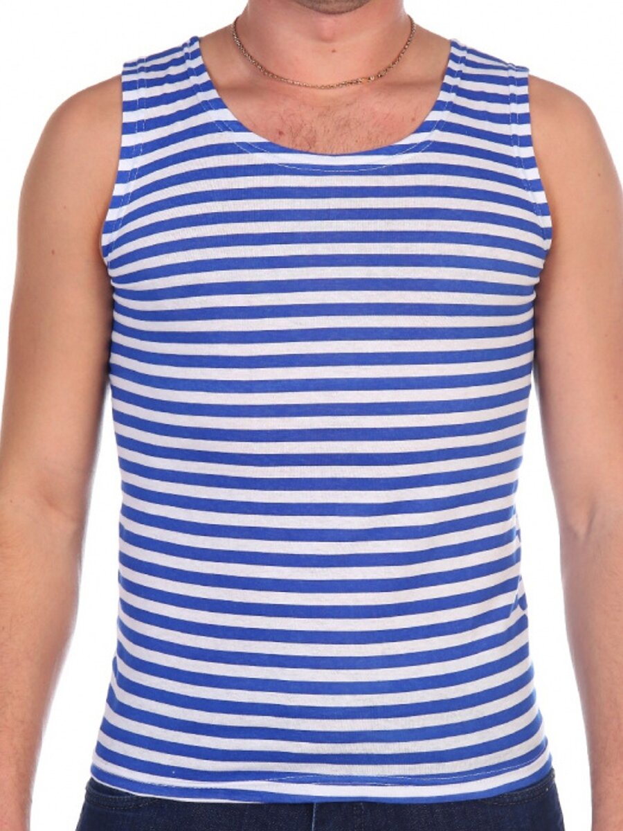 Майка-тельняшка голубая, мужская, 100 % хлопок, р-р 56-58