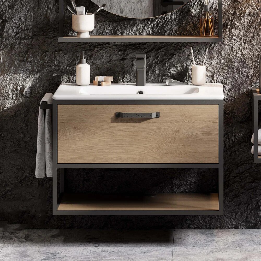 Тумба под раковину без столешницы AQUATON Лофт Фабрик 80 дуб кантри