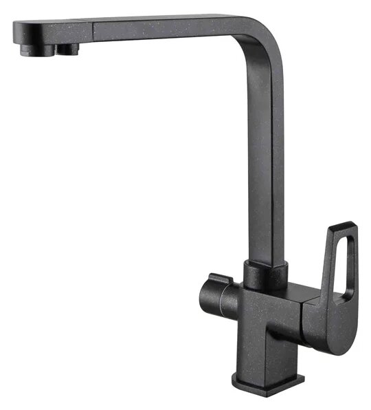 Смеситель для кухни Zorg Clean Water ZR 334 YF черный металлик с краном для питьевой воды, с поворотным изливом, черный, глянцевый, однорычажный, латунный, с керамическим картриджем
