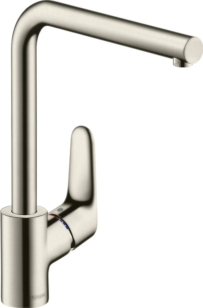 Смеситель для кухни Hansgrohe Focus 31817800 с поворотным изливом, хром, матовый, однорычажный, латунный, с керамическим картриджем