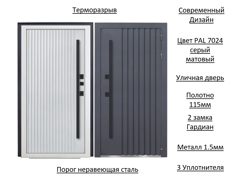 Входная дверь Крона 960х2050 правая 7024 Серая