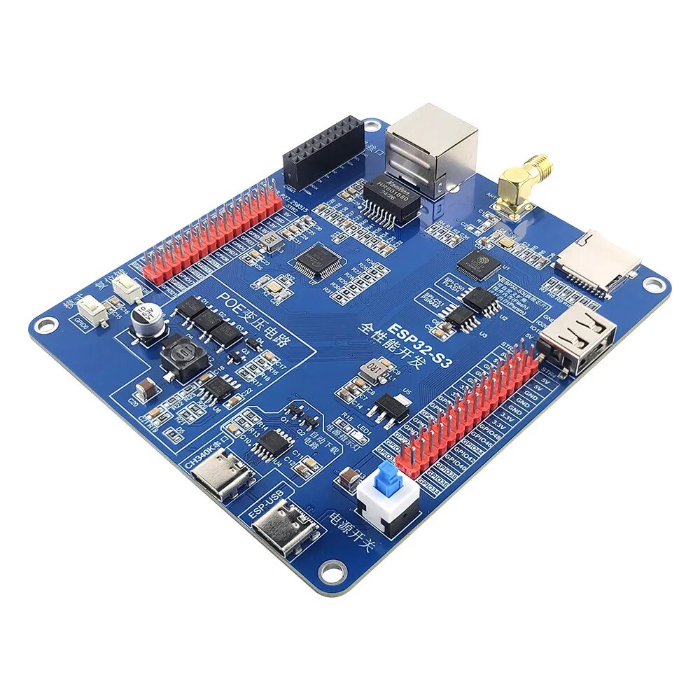 Плата разработки ESP32 S3 с питанием POE 3DBI BT WiFi-модуль AI Интернет вещей W5500 ETH ESP32-S3 N16R8 TF USB-4G Type-C