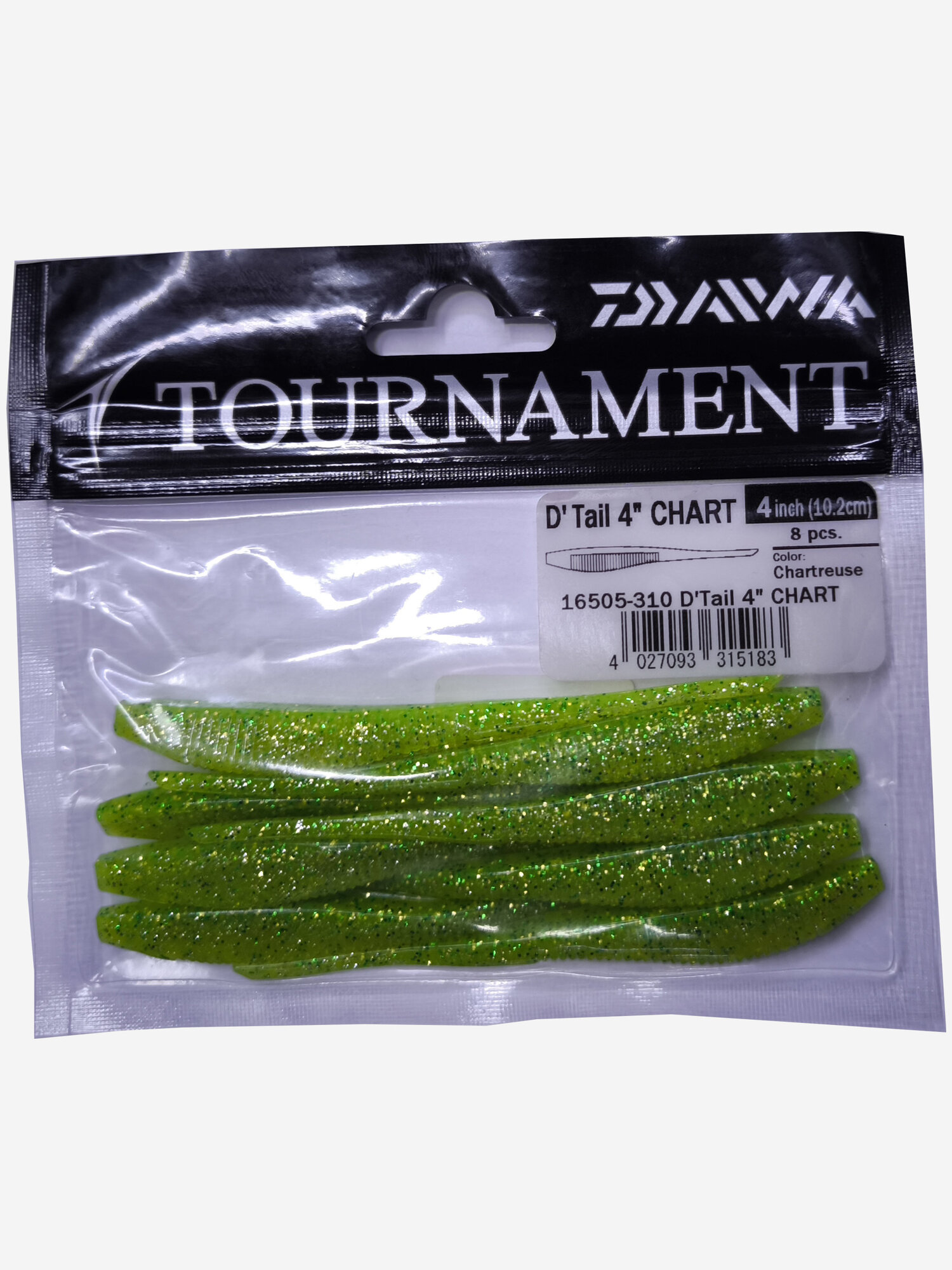 Резина Съедобная Daiwa Tournament Dandapos; Tail 4 Chart, 76 мм, 8 шт