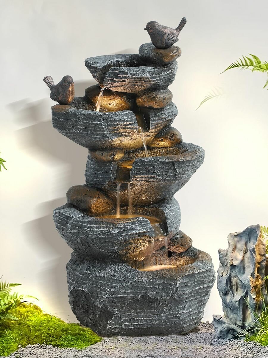 Фонтан садовый уличный, 68 см, Декоративный фонтан из смолы для патио, сада, заднего двора, террасы, веранды, домашнего декора.