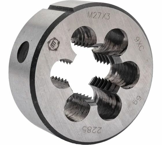 Плашка М 27х3,0 круглая для метрической резьбы, класс точности 6g, сталь 9хс, гост 9740-71