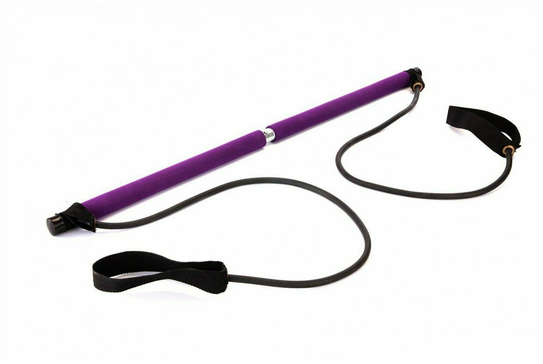 Палка гимнастическая BRADEX "Пилатес Студио", с эспандером, нагрузка до 10кг, цвет черный/фиолетовый