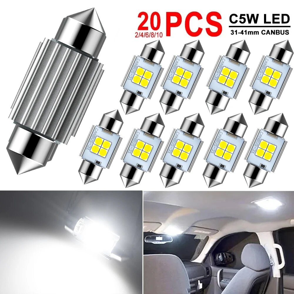AUXITO 2/10/20 шт. C5W C10W светодиодная лампа 31 мм 36 мм 41 мм Canbus Festoon 12 В для 10Pcs, 31mm
