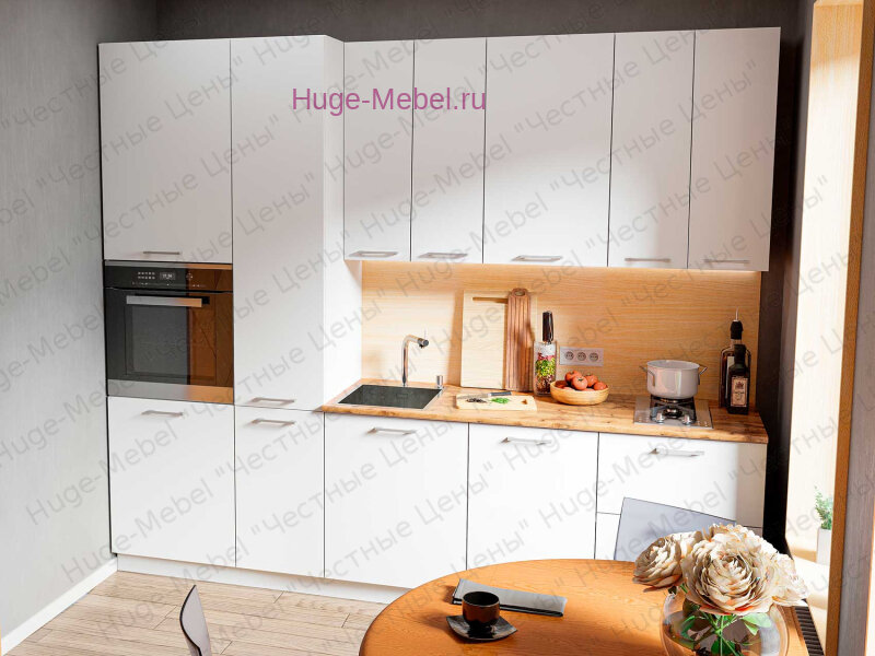Белая кухня 2.7 метра "Катрин" Huge Mebel . Ширина 2700. Кухонные гарнитуры