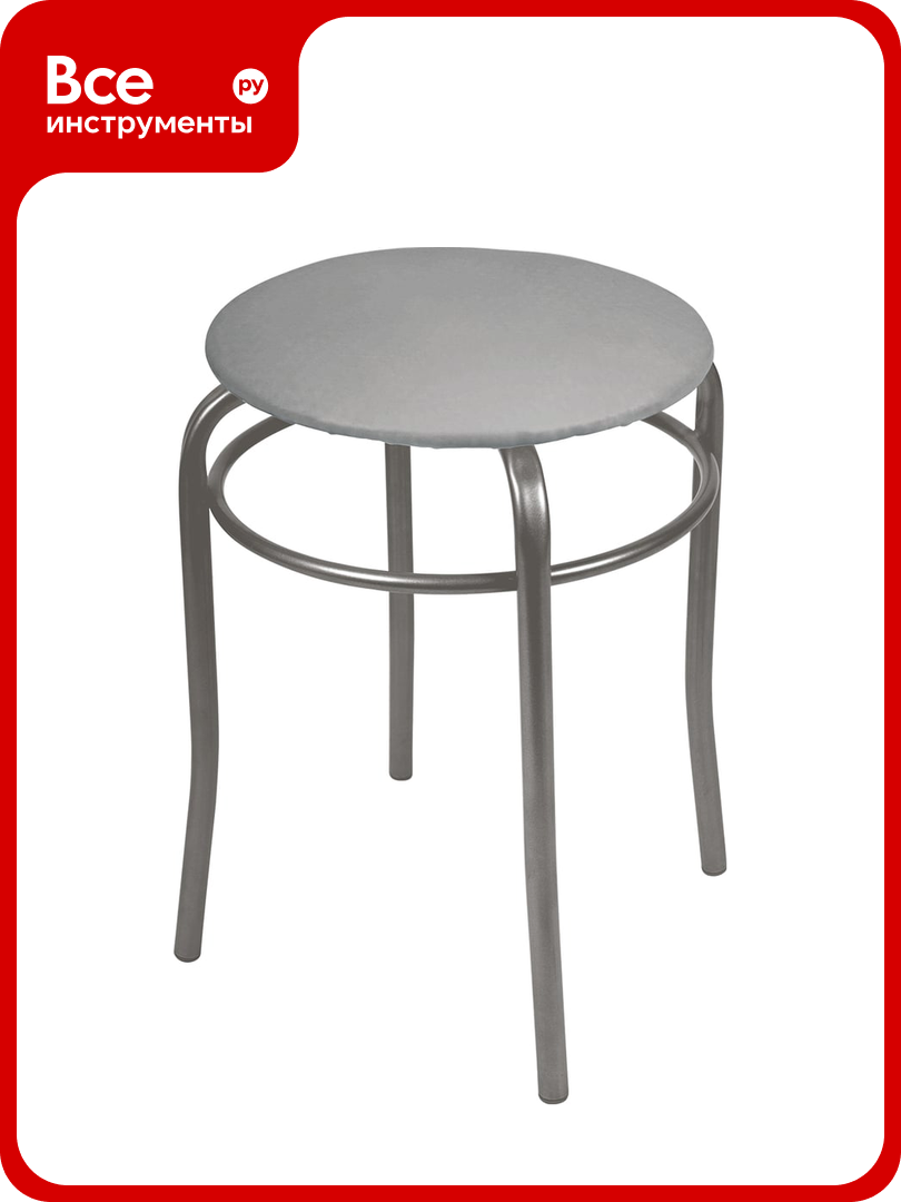 Табурет Nika ТПР2/ТС темно-серый/темно-серый, Табурет на четырех опорах с мягким сиденьем из экокожи