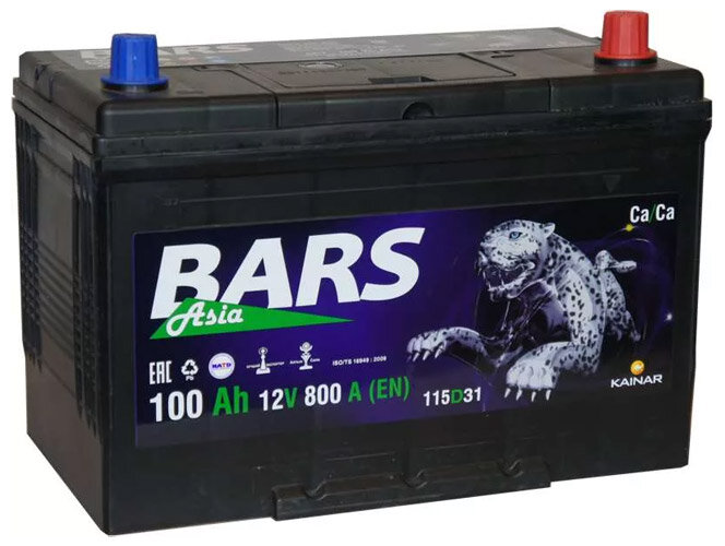 Аккумулятор автомобильный Bars Asia 6СТ-100 обр. (115D31L) 306x173x225