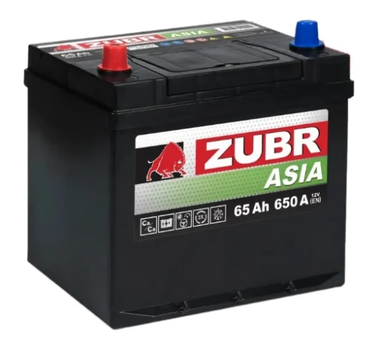 Аккумулятор автомобильный ZUBR Premium Asia ZPA651 65Ah L+ 650A ПП (230x179x225) D23R 230x179x225