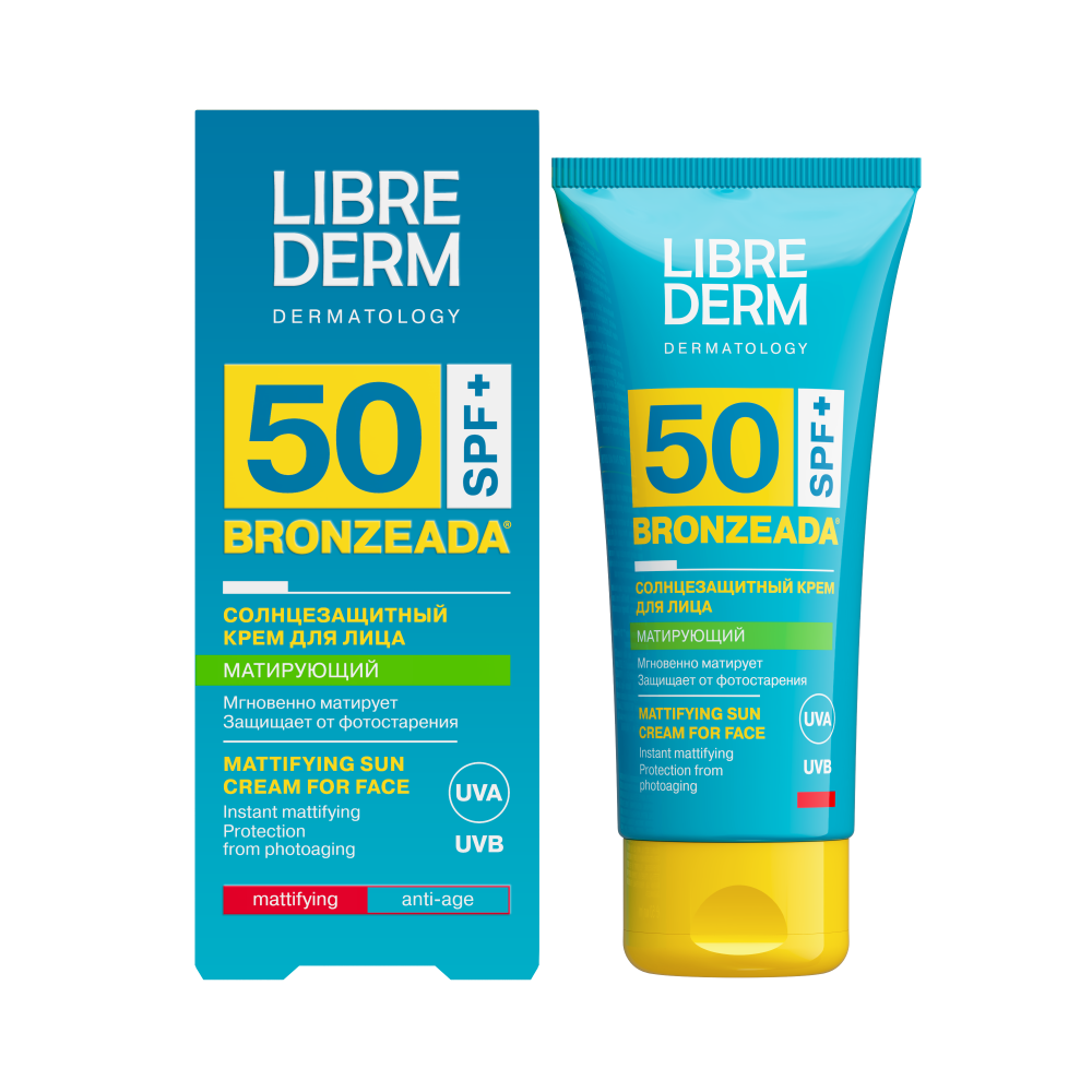 Librederm bronzeada крем для лица матирующий солнцезащитный spf50 50 мл