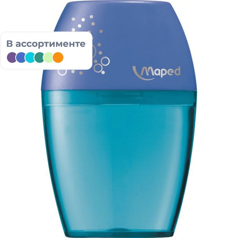 Точилка Maped SHAKER с контейнером, 1 отверстие, пластик, ассорти,534753