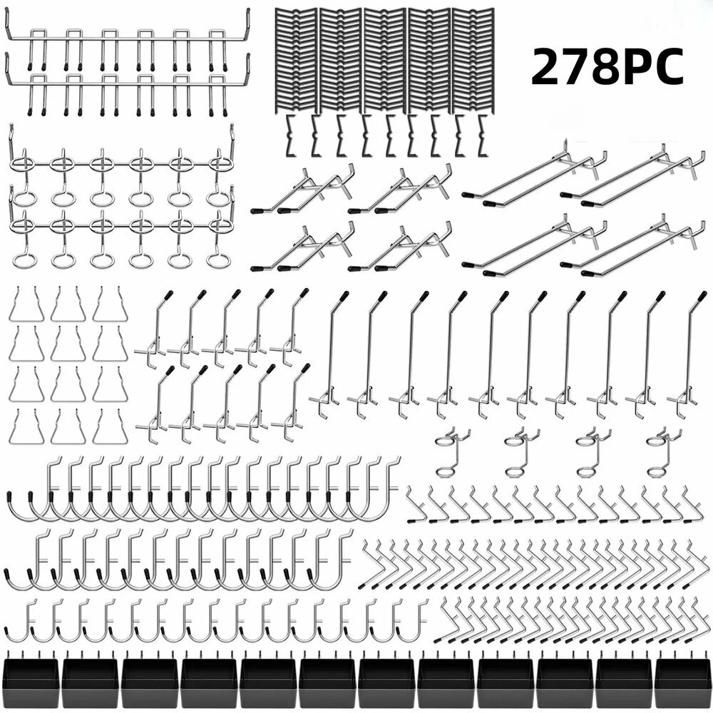 278 шт, металлические крючки для перфорированной панели, органайзер, набор, подвесные замки