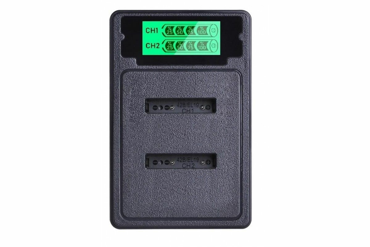 Двойное зарядное устройство USB-LCD-ENEL19/Li-42B Micro и Type-C USB Dual charger с дисплеем