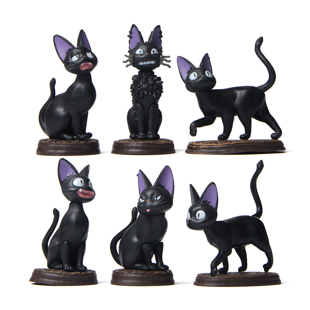 6 шт. аниме-фигурки Jiji Black Cat Toy Collection
