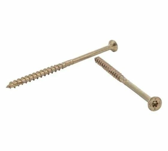 Шуруп для с/нарез. д/дерева прессшайба Rusconnect 6х120 мм,(100 шт). Желтый цинк