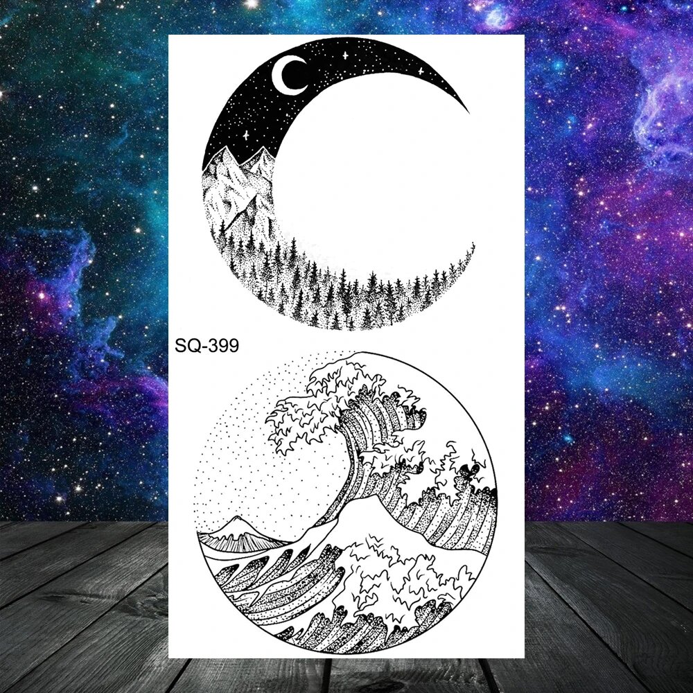 Временные татуировки COKTAK черные геометрический кит CSQ399