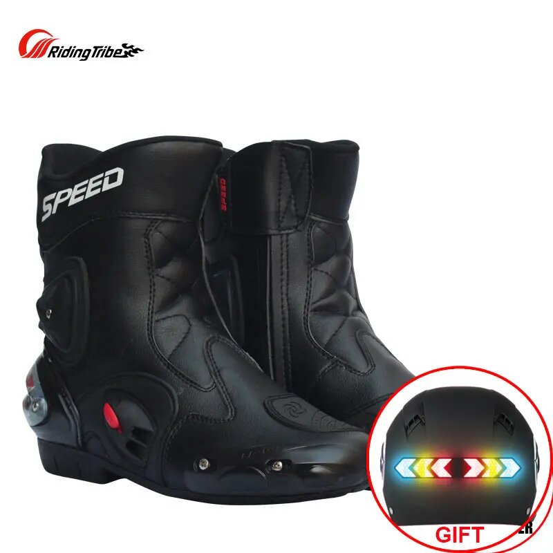 SPEED PRO-BIKER Мотоциклетные ботинки Защитная мотоциклетная обувь для мотокросса Мотоботинки Байк Велоспорт Спортивные ботинки, 42, Черный, Унисекс
