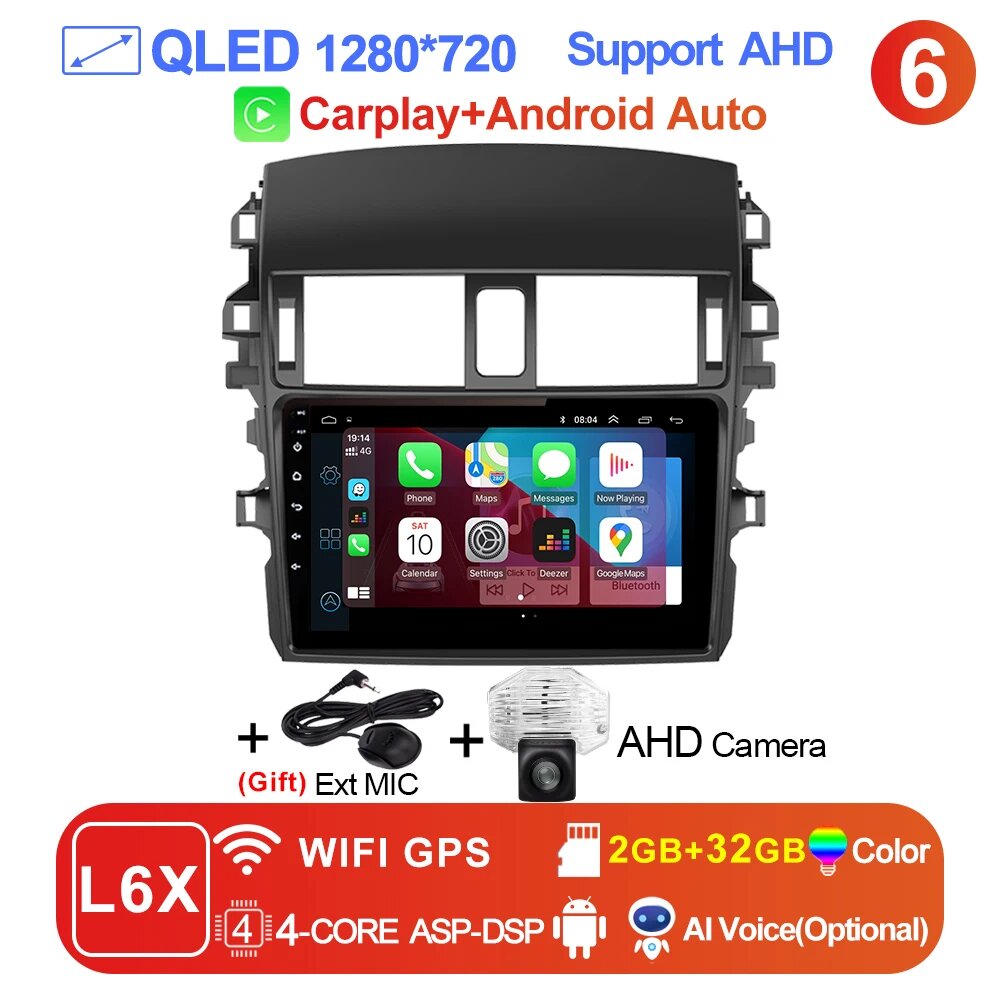 LEHX L6Pro 8-ядерный 5G Voice 2 din Android авто радио автомобильный мультимедиа для Toyota Corolla E140 E150 2006-2013 Carplay GPS Autoraido, L6X(2-32GB)CAM
