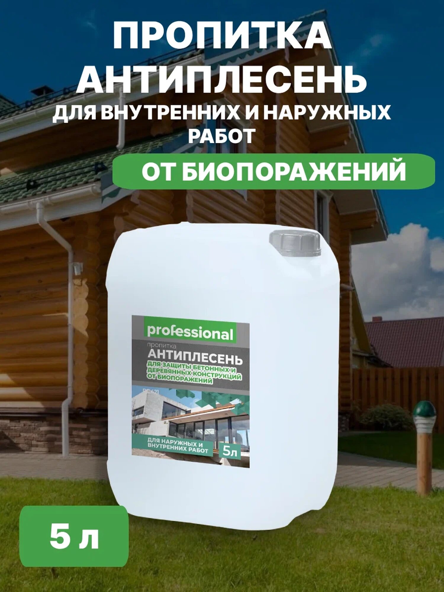 Пропитка антисептик для защиты бетона и дерева от биопоражений Антиплесень 5 л