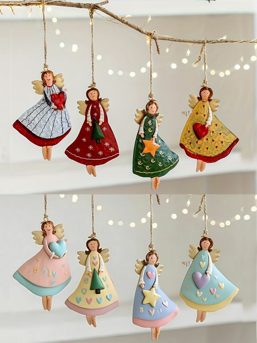 8 штук, Набор елочных украшений Ангел
