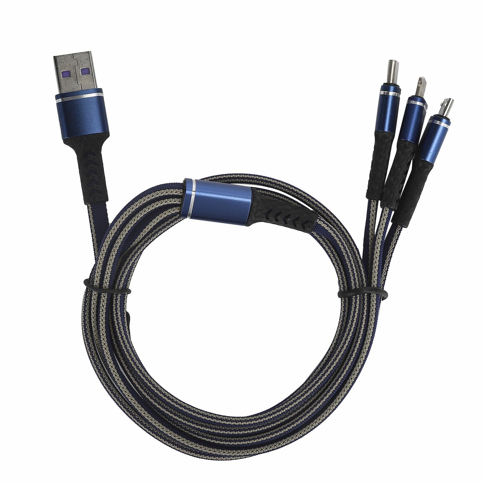 Многофункциональный зарядный кабель 3 в 1, зарядное устройство 3 А с разъемом TypeC/для IOS/Micro USB 1,2 м (синий)