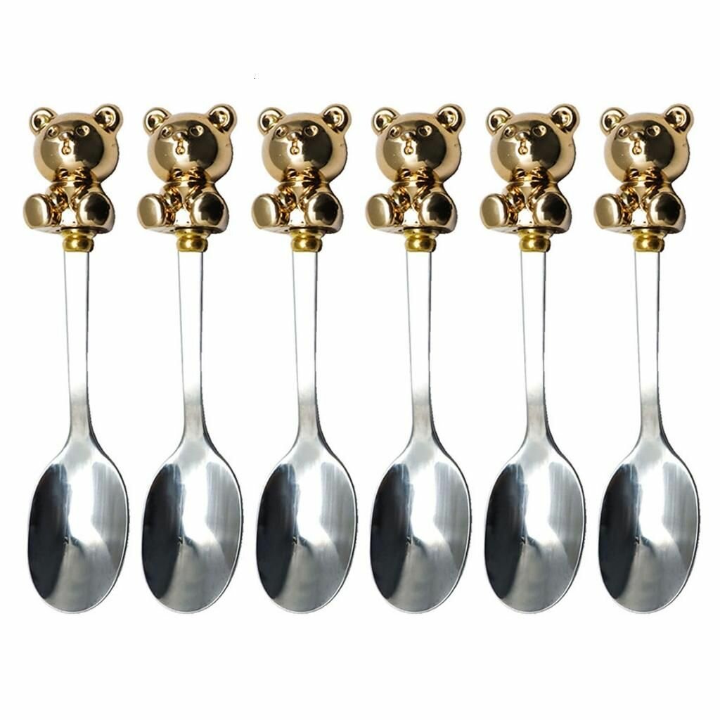 Кофейная ложечка в форме Мишки, Маленькая фруктовая вилка для перемешивания, Десертные ложки / вилки-вилки для фруктов