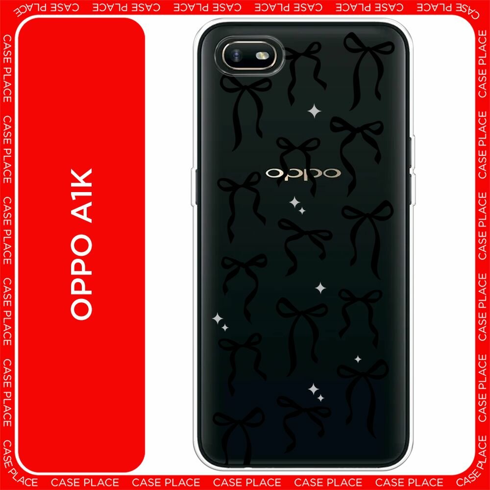 Чехол на Oppo A1k / Оппо А1к с принтом "Black bows", прозрачный