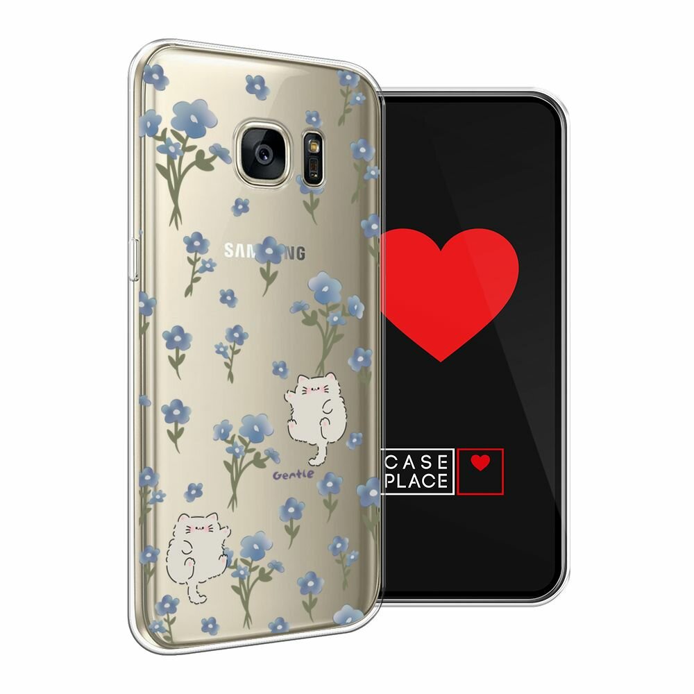 Чехол на Samsung Galaxy S7 / Самсунг Галакси С 7 с принтом "Gentle cats", прозрачный — фото 1