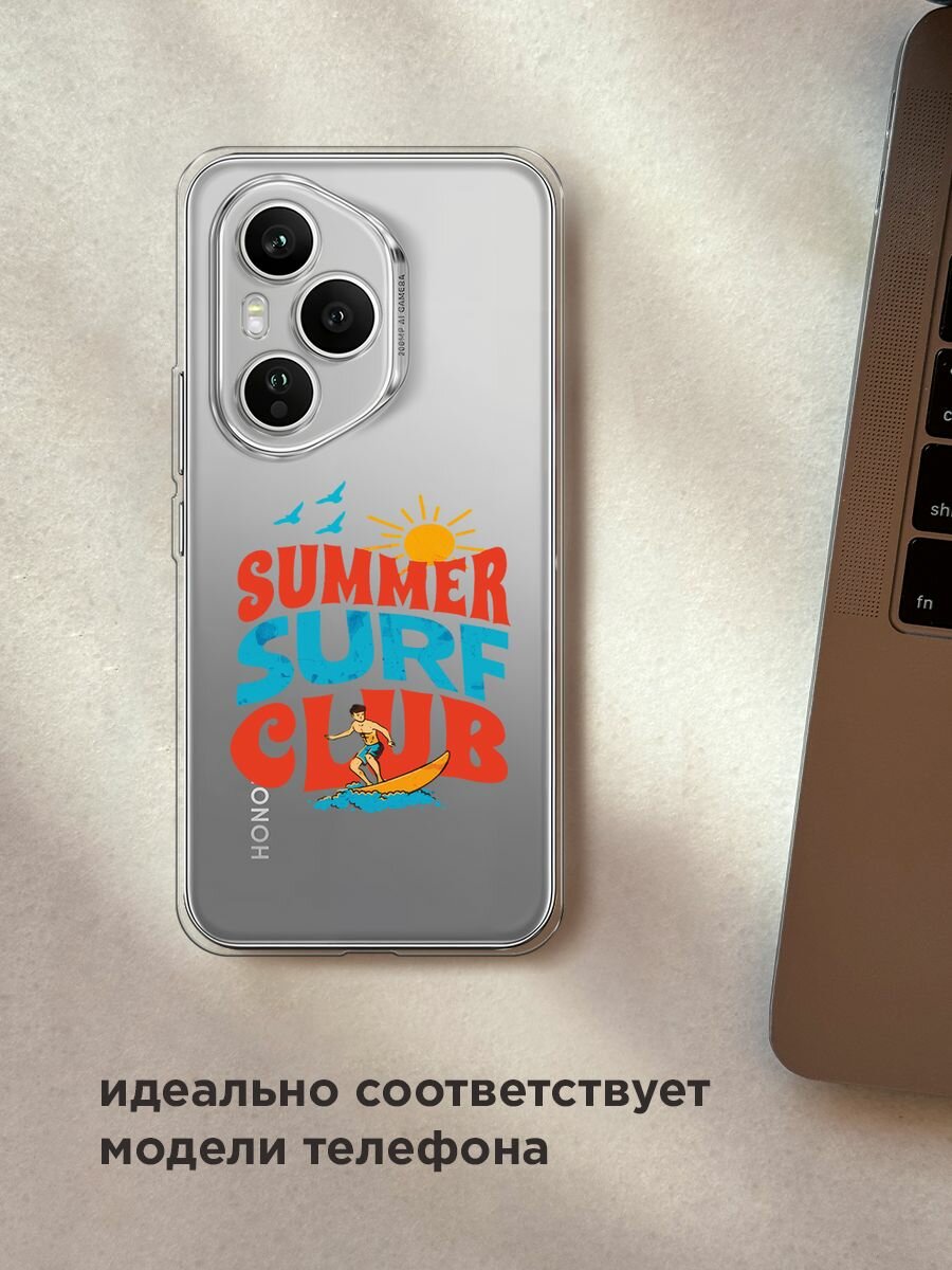 Чехол на Honor 400 Pro / Хонор 400 Про с принтом "Summer surf club", прозрачный — фото 1