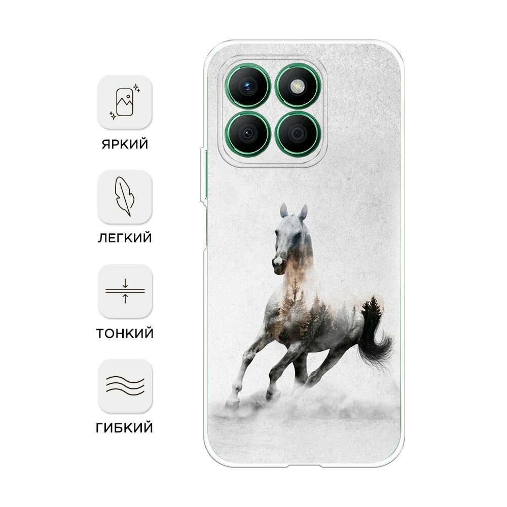 Силиконовый чехол на Honor X8B / Хонор X8B с принтом Лошадь лес — фото 1