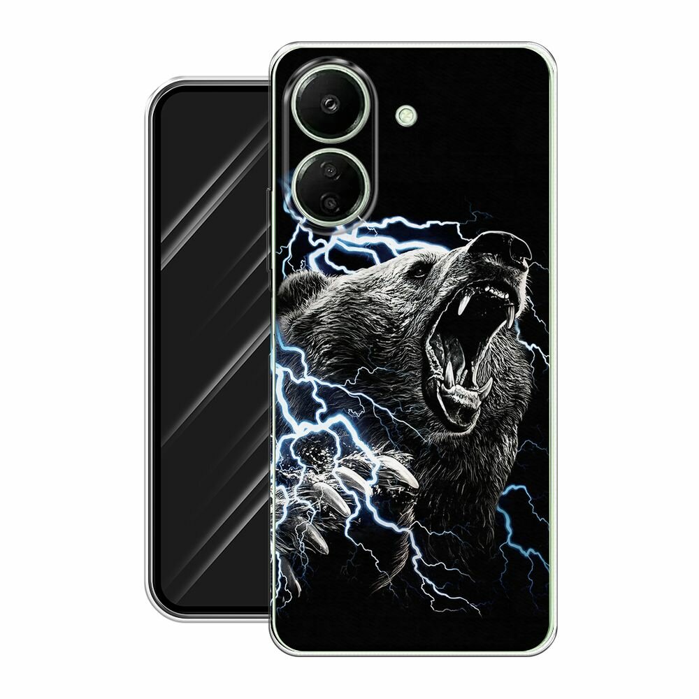 Чехол на Xiaomi Redmi 13C/Poco C65 / Сяоми Редми 13C/Поко С65 с принтом "Гроза и медведь" — фото 1
