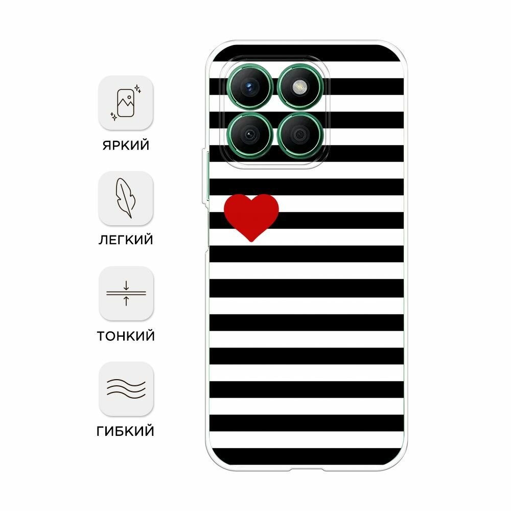 Силиконовый чехол на Honor X8B / Хонор X8B с принтом Красное сердце — фото 1