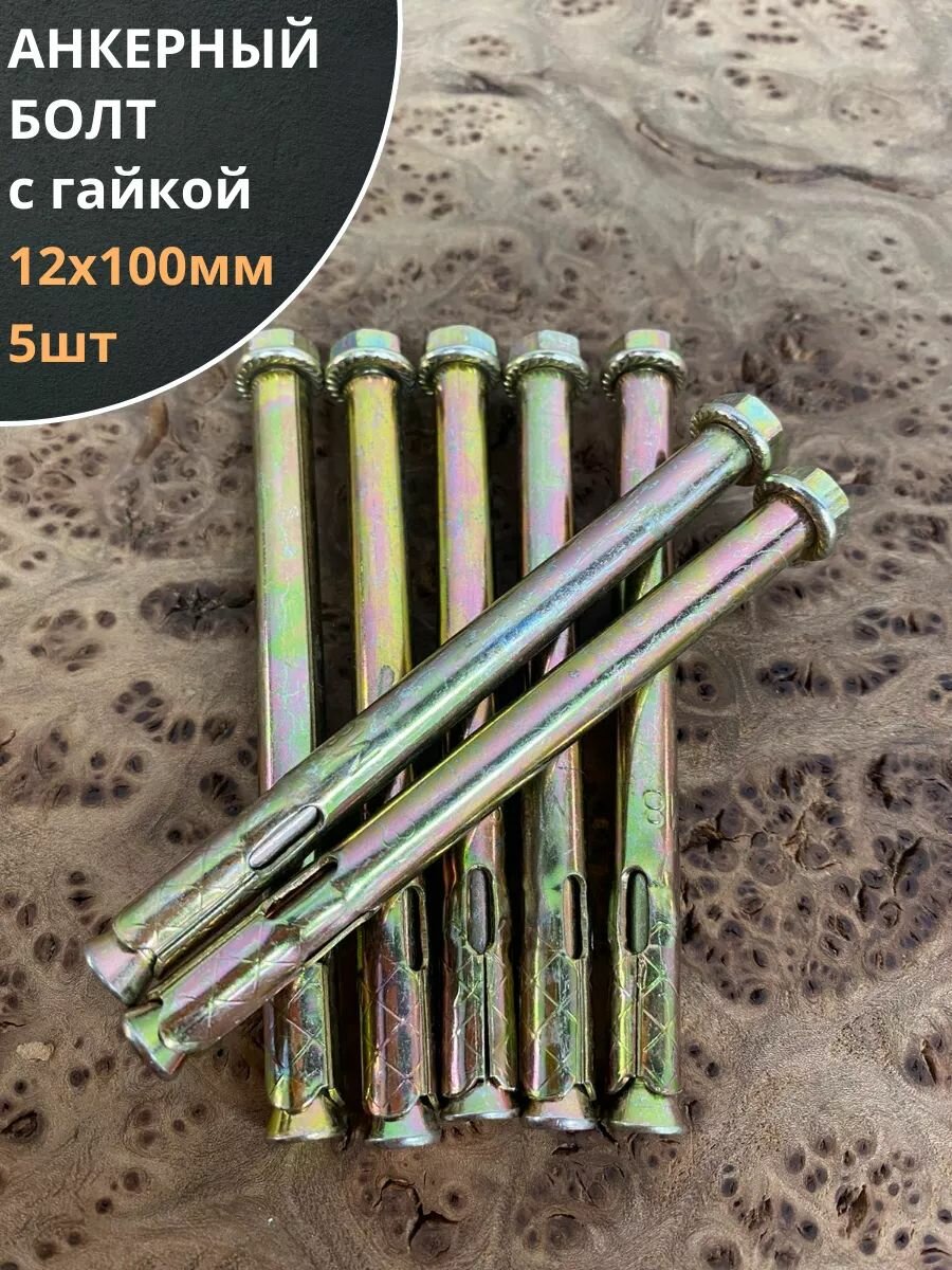 Анкерный болт с гайкой 12x100 мм (5 шт.)