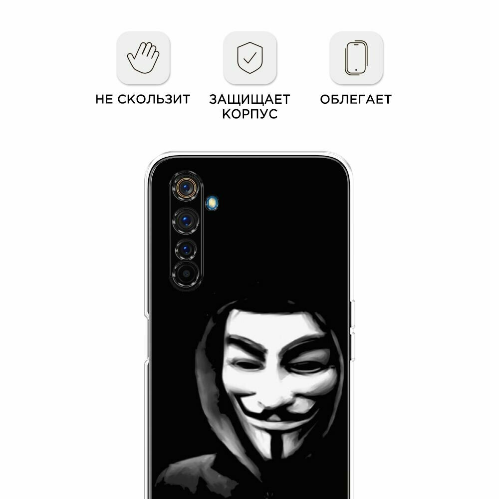 Силиконовый чехол на Realme 6 Pro / Реалми 6 Про с принтом "Анонимус" — фото 1
