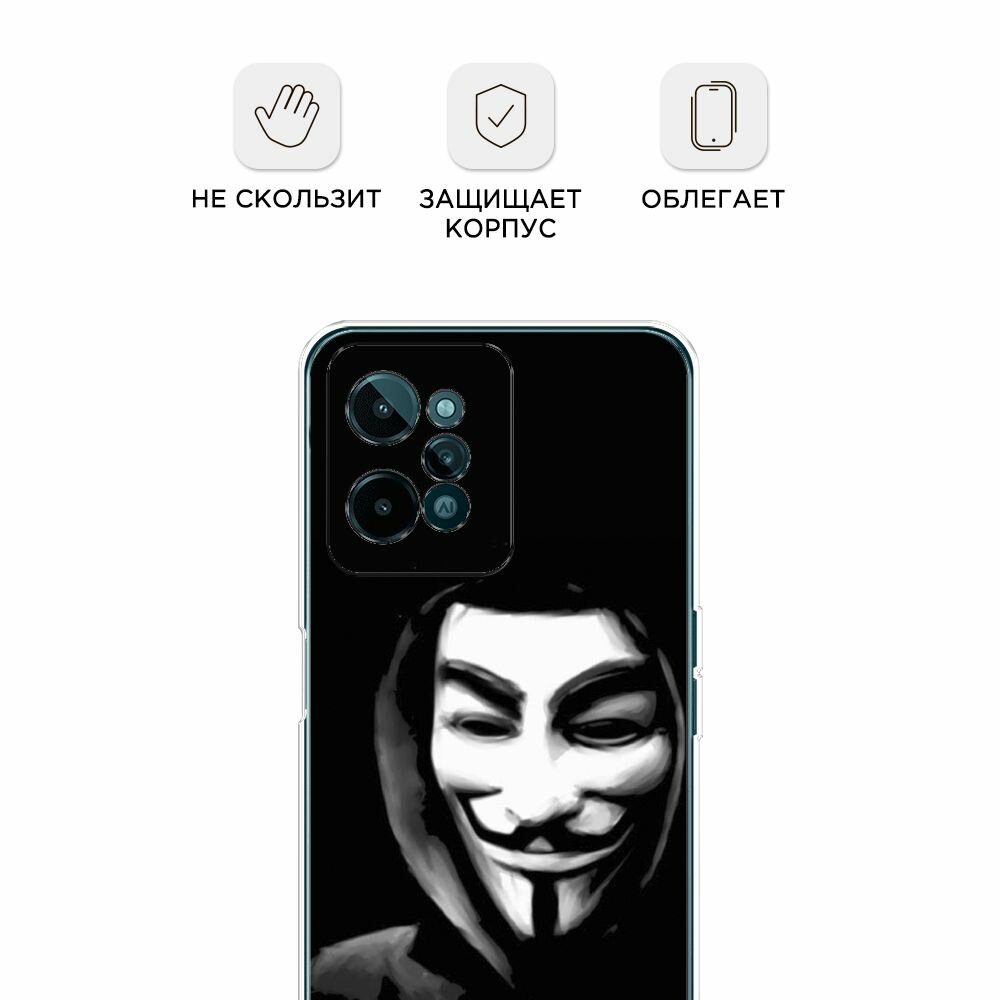 Силиконовый чехол на Realme C31 / Реалми C31 с принтом "Анонимус" — фото 1