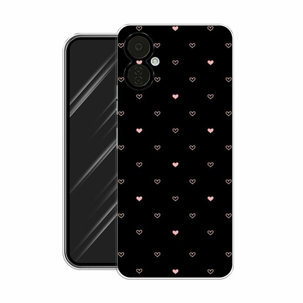 Чехол на Tecno Camon 19 Neo / Техно Камон 19 Нео с принтом "Черный фон и сердечки" — фото 1