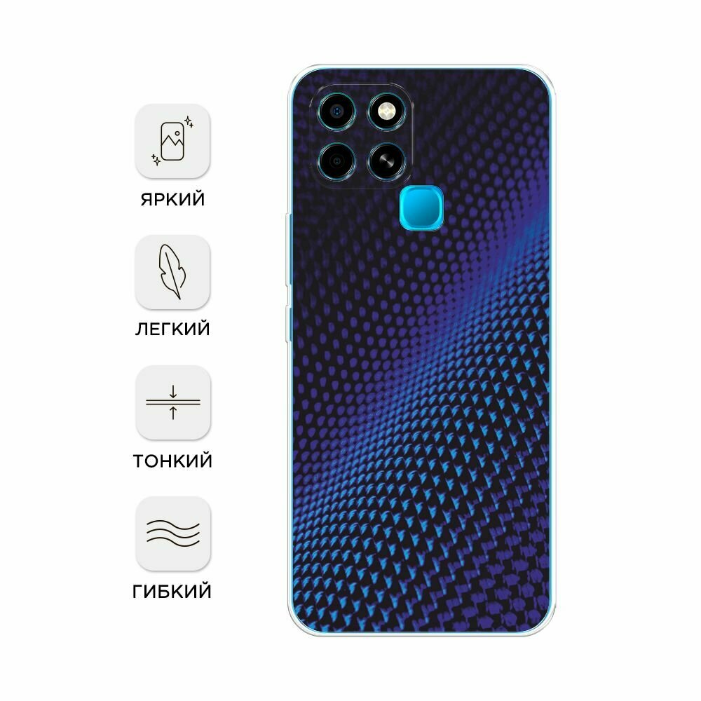 Чехол на Infinix Smart 6 / Инфиникс Смарт 6 с принтом "Синий карбон" — фото 1