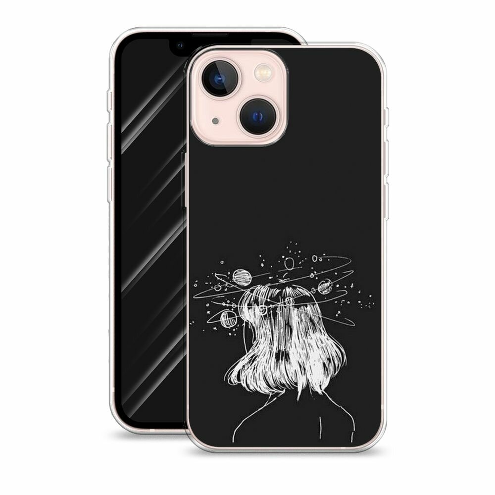 Чехол на Apple iPhone 13 mini / Айфон 13 мини с принтом Коcмос в голове — фото 1