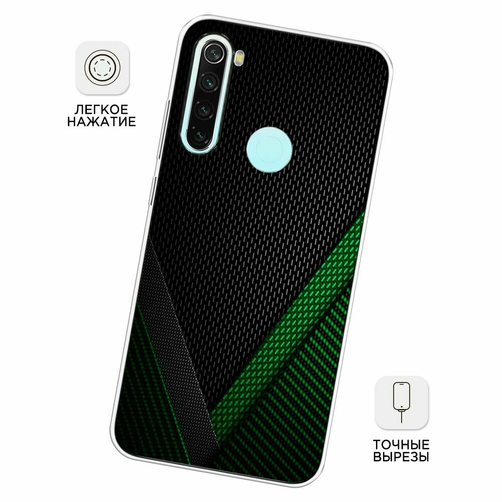 Чехол на Xiaomi Redmi Note 8 / Сяоми Редми Нот 8 с принтом "Зеленый карбон" — фото 1