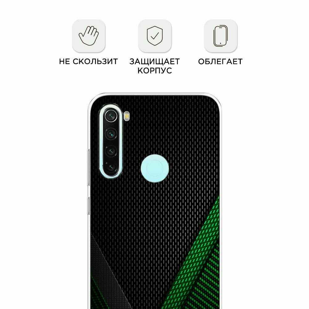 Чехол на Xiaomi Redmi Note 8 / Сяоми Редми Нот 8 с принтом "Зеленый карбон" — фото 1