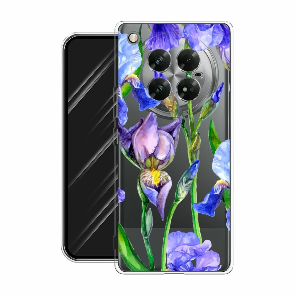 Чехол на Infinix Zero 40 5G / Инфиникс Зеро 40 5G с принтом "Синие ирисы", прозрачный — фото 1