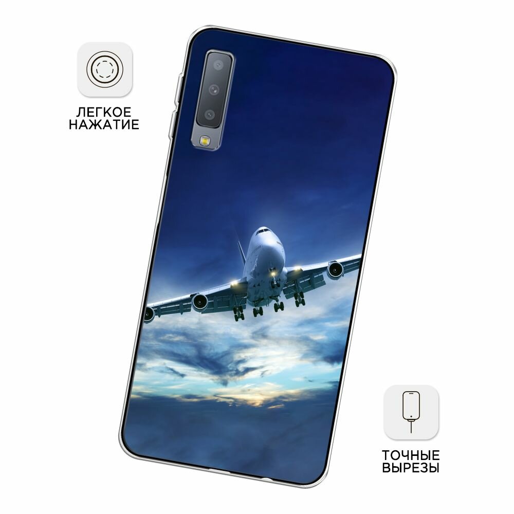 Чехол на Samsung Galaxy A7 2018 / Самсунг Галакси А7 2018 с принтом "Самолет в небе" — фото 1