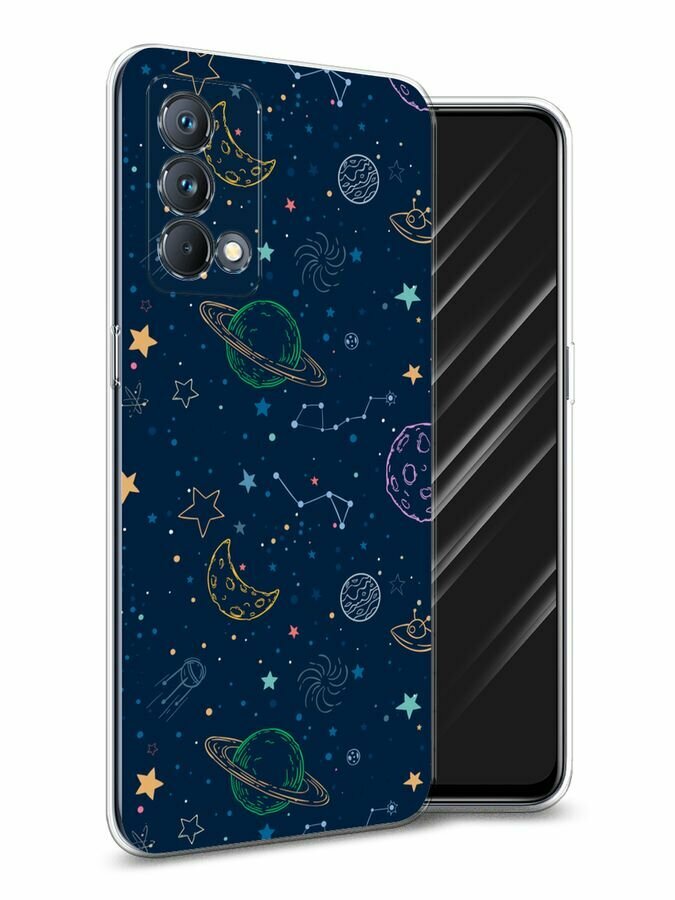 Чехол на Realme GT Master Edition / Реалми GT Мастер Эдишн с принтом "Темно-синий космос"
