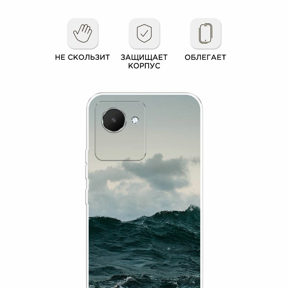 Силиконовый чехол на Realme C30 / Реалми C30 с принтом "Волны 11" — фото 1