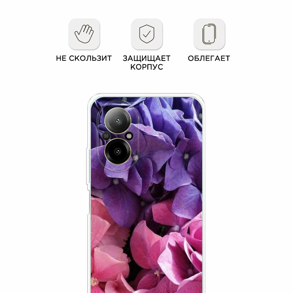 Силиконовый чехол на Realme C67 4G / Реалми C67 4G с принтом Гортензии — фото 1