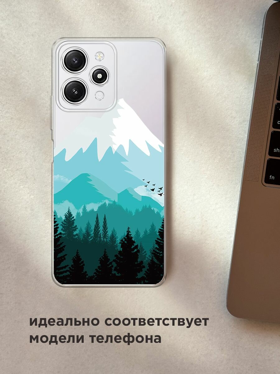 Чехол на Xiaomi Redmi 12 / Сяоми Редми 12 с принтом "Синяя снежная гора", прозрачный — фото 1