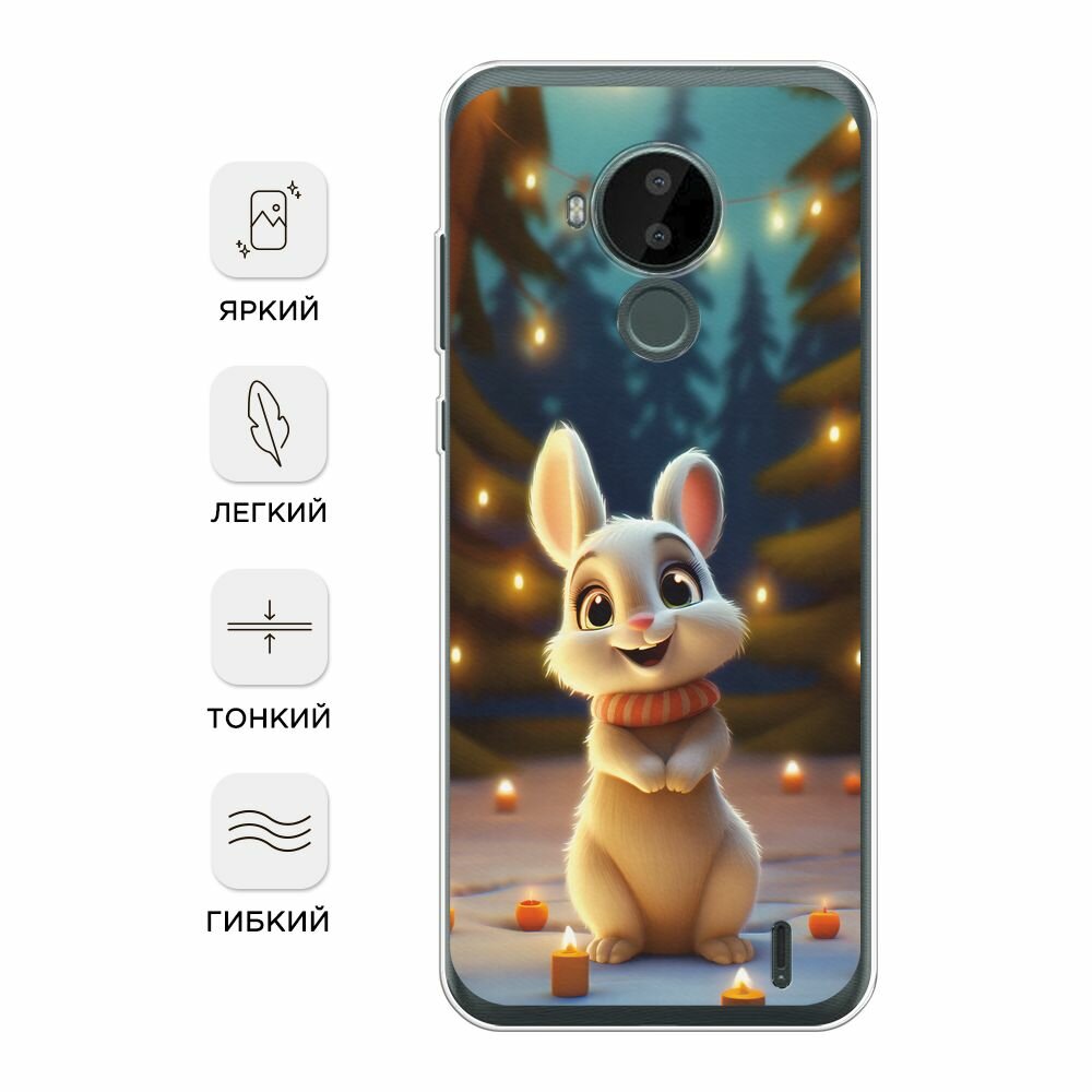 Чехол на Nokia C30 / Нокия C30 с принтом "Кролик среди свечей" — фото 1