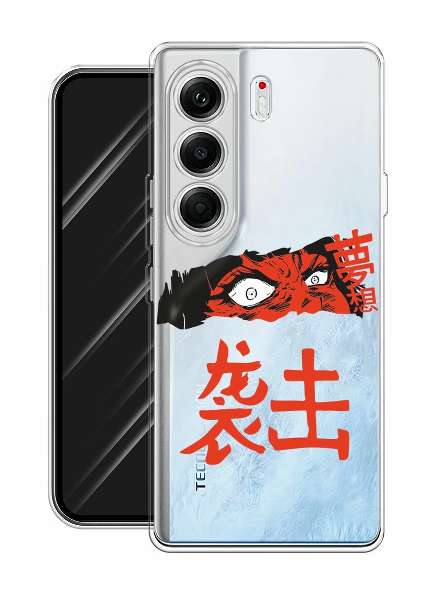 Чехол на Tecno Camon 40 Pro / Текно Камон 40 Про с принтом "Anime attack", прозрачный — фото 1